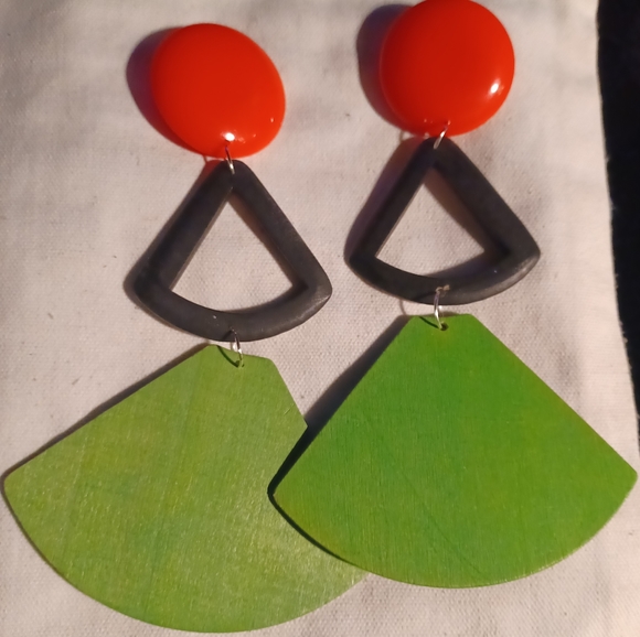 Jewelry | Handmade Giant Pop Art Color Block Earrings | Poshmark